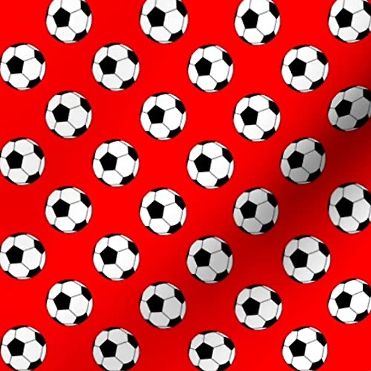 Spoonflower Fabric - Black White Soccer Balls Red Sports Football Printed on Petal Signature Cotton Fabric by The Yard - Sewing Quilting Apparel Crafts Decor