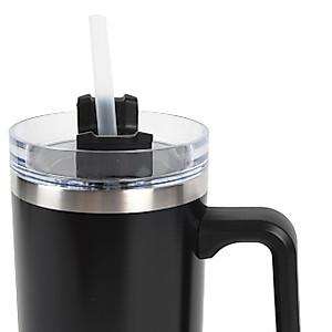 Envie 30 oz Tumbler Mug with Lid and Straw, Reusable Insulated Mug with Handle, Stainless Steel Tumbler for Iced & Hot Beverages, Black