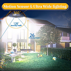 Neloodony Solar Lights Outdoor, 5 Heads Motion Sensor Outdoor Lights, IP65 Waterproof Solar Outdoor Lights, 329 LED Outdoor Lights for Garden, Patio, Yard, Garage, Front Door.