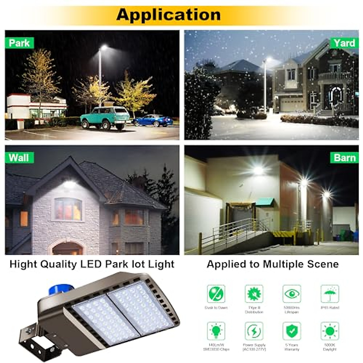 LEDMO LED Parking Lot Lights 19500LM - [500W HID/HPS Replacement] Adjustable LED Shoebox Street Pole with Dusk to Dawn Photocell 4 Pack Commercial Area Yard Lighting 5000K