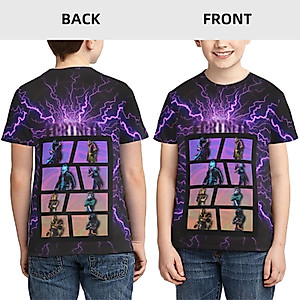 Game T-Shirts Youth Summer 3D Print Short Sleeve Kid's Game Shirt Teenage Fashion Novelty Tee for Boys and Girls XS 6-8Years Blue