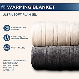 Westinghouse Electric Blanket Queen Size, Super Cozy Soft Flannel 84" x 90" Heated Blanket with 10 Fast Heating Levels & 1-12 Auto-Off, Machine Washable, ETL&FCC Certification, Beige