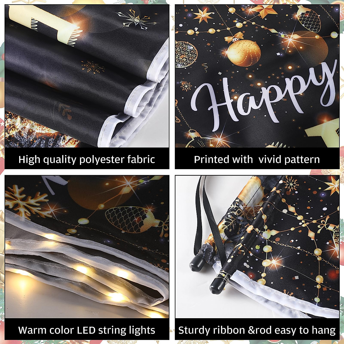 Irenare Lighted Christmas Banner Decorations with LED Light Merry Christmas Front Porch Sign Snowman Gnome Hanging Door Banner for Winter Xmas Holiday Party Outdoor Decor(Cool)