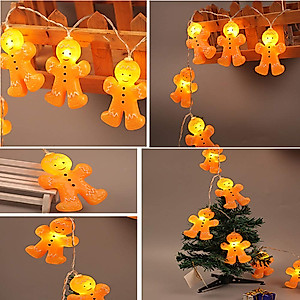 String Lights,Gocheaper Christmas Gingerbread Men String Lights 3D Gold Plastic 64 Inch Indoor Light Party Home Garden Bedroom Outdoor Indoor Wall Decorations (B)