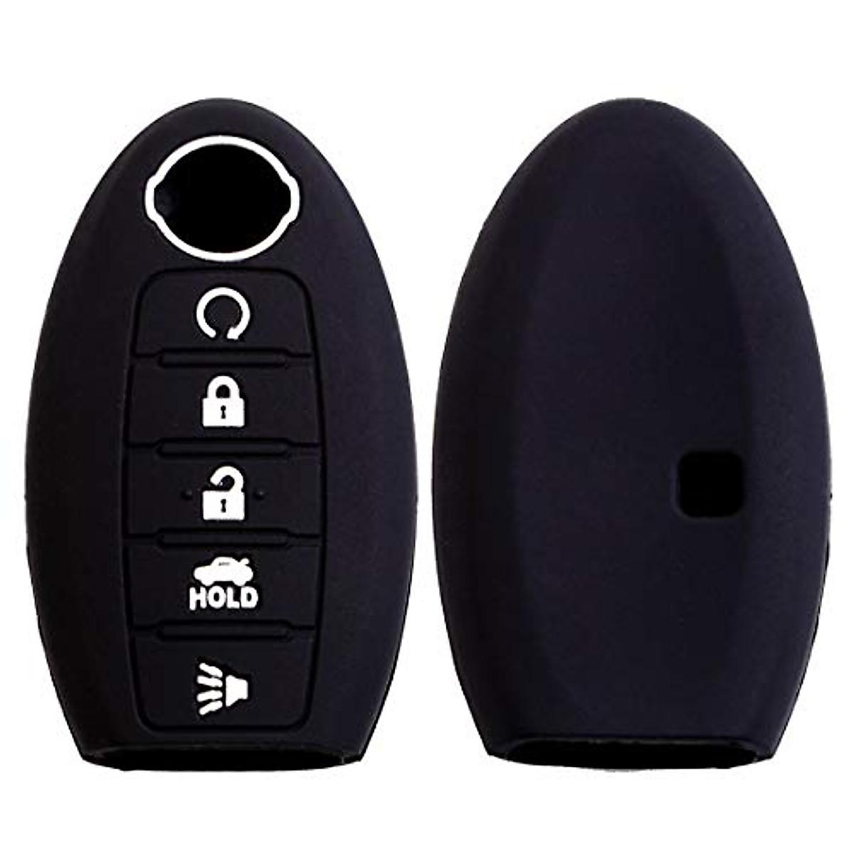 Autobase Silicone Key Fob Cover for Nissan Rogue Murano Armada Maxima Altima Sedan Pathfinder Infiniti JX35 Q50 Q60 QX56 QX60 QX80 | Car Accessory | Key Protection Case 2 Pcs (Black)