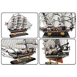 SAILINGSTORY Wooden Model Ship USS Constitution 1/225 Scale Replica Ship Model Sailboat Decor Smalll