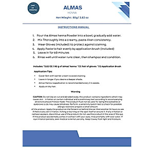 Almas Henna 80 GRAM 100% Organic Hair Color Powder Infused with Herbs, Natural Henna for Soft Shiny Hair (2.82 OUNCE, DARK BROWN)