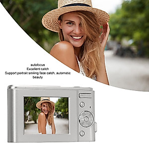 Portable Digital Camera, 48MP 16X Digital Zoom Camera, 2.4in IPS Display Pocket Camera, Auto Focus and Light Sensitivity, Anti Shaking, Auto Beauty (Space Silver)