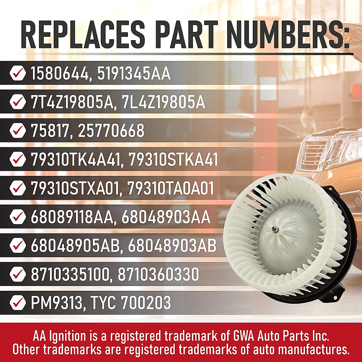 AC Heater Blower Motor - Compatible with Acura, Dodge, Ford, Honda, Jeep Vehicles & More - TL, 200, Sebring, Journey, Ram 1500, Pilot, Accord, Edge - Replaces 15-80644, 79310STKA41, 5191345AA