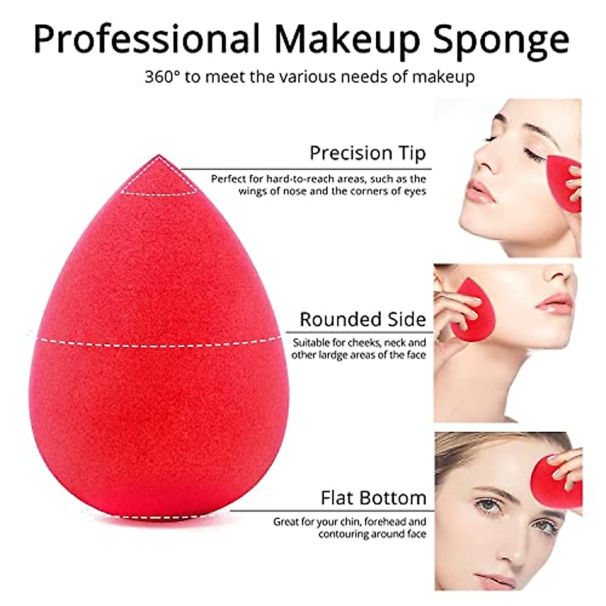 BEAKEY 5 Pcs Makeup Sponge Set, Foundation Blending Beauty Sponge, Flawless for Liquid, Cream, and Powder, Multi-colored Makeup Sponges