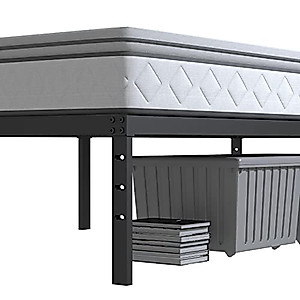 Maenizi Heavy Duty Twin Bed Frame No Box Spring Needed, 14 Inch Metal Platform Bed Frame Twin Support Up to 2500 lbs, Easy Assembly, Noise Free, Black