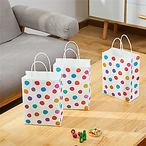 SUNCOLOR 24 Pack 9" Small Party Favor Bags Goodie Bags for Birthday Party Gift Bags With Handle(Polka Dot)