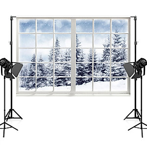 7x5ft Winter Wonderland Forest Scene Backdrop for Photography Christmas Party Decoration