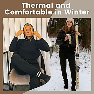 CAMPSNAIL Fleece Lined Sweatpants Women - Joggers for Women with Pockets High Waisted Thermal Winter Warm Pants for Snow