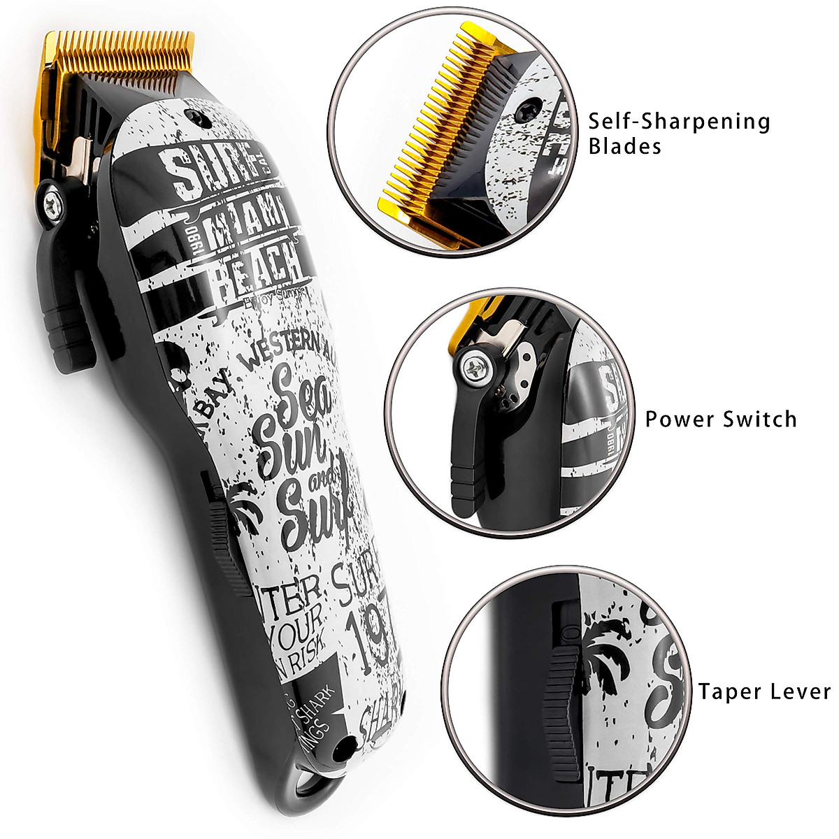 HONGNAL Professional Pro Hair Clippers Cutting Kit,2000mA Powerful Electric Cutting Trimmer Set,Hair Cutting Kit Cordless for Men,Great for Barbers and Stylists（(Summer Beach)