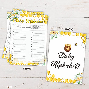 DYIRBIIY Honey Bee Themed Baby Shower Game Cards, Baby Alphabet Double Sided - 30 in Pack (5 X 7 inches)-（BABYYX-003）