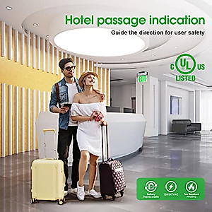 LED Edge Lit Exit Sign Aluminum Housing AC 120-347V Emergency Exit Light with Battery Backup Single Sided Acrylic Clear Panel Commercial Exit Signs, Top/Side/Wall Mount, UL Certified (2 Pack, Green)