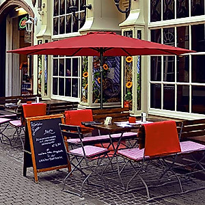 YSSOA 9' Patio Umbrella Outdoor Table Market Yard Umbrella with 8 Sturdy Ribs, Red