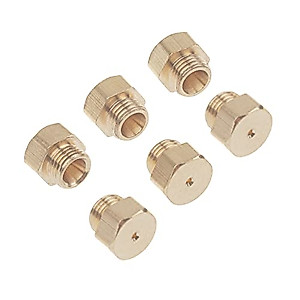 Timsec 20Pcs Brass Jet Nozzles, M6 x 0.75mm and M5 x 0.5mm Thread, 0.5mm and 0.68mm Nozzle Hole, DIY Burner Parts for Range, Stove, Oven Conversion Kit, Propane LPG Natural Gas Pipe Water Heater