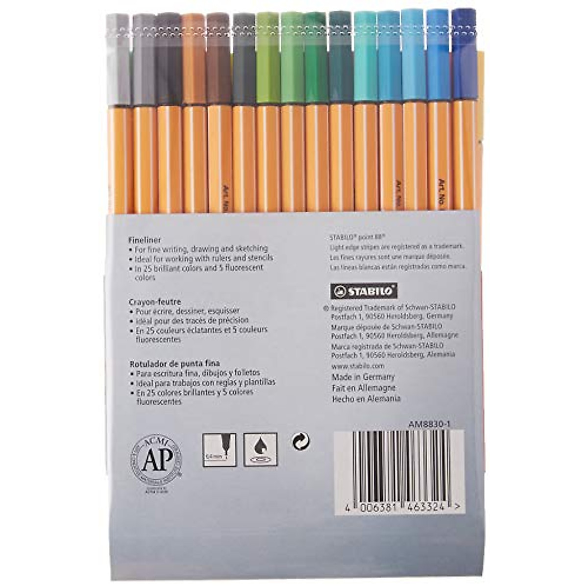 STABILO Point 88 Fineliner Pens, 0.4 mm - 30-Color Set