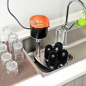 Restaurantware Clean Tek Professional 5-Brush Electric Glass Washer 1 Heavy-Duty Bar Washer - Upright For Bar Or Kitchen Stainless Steel Automatic Glass Washer 115V 1.3 HP NEMA 5-15P Plug