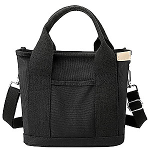 Small Tote Bag with Zipper Tote Bag for Women Canvas Crossbody Bag Shoulder Bag Satchel Hobo Bag Gifts for Women