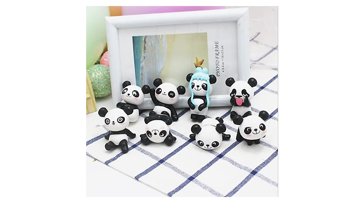 Cute Panda Cake Topper Set for Birthday Decorations | 13 pcs