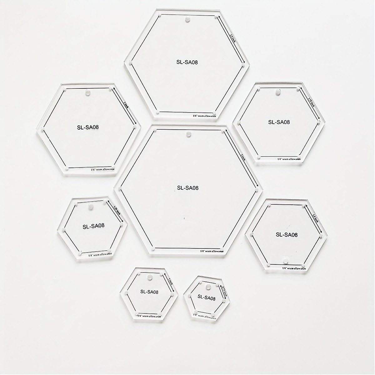 YICBOR Mini Hexagon Quilting Template for Domestic Sewing Machine 1 Set = 8pcs#SL-SA08