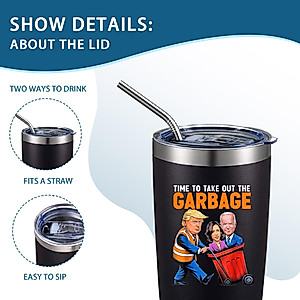 ATHAND Time to Take Out the Garbage,Trump Tumbler Cup Mug,Trump Merchandise Gifts,20 Oz Stainless Steel Vacuum Tumbler Travel Coffee Mugs (Black)