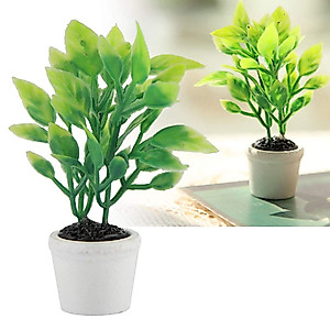Fdit Artificial Miniature Green Plant Bonsai Fake Potted Plant Garden Decor Accessory for Home Garden Decor Regard