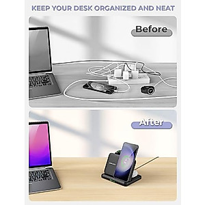 Wireless Charging Station for Samsung and Android, 3 in 1 Foldable Wireless Charger Fast Charger Stand for Galaxy S24/S23/S22/S21/S20 Z Fold 5/4/3 Z Flip 5/4/3, Note20 Ultra, Watch 6/5/Pro/4/3, Buds