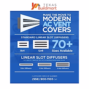 BUILDMART - 14x12 Modern AC Vent Cover - Decorative White Aluminum Air Vent - Standard Linear Slot Diffuser - Heating and Cooling Register Grille for Ceiling, Walls & Floors - Texas Buildmart