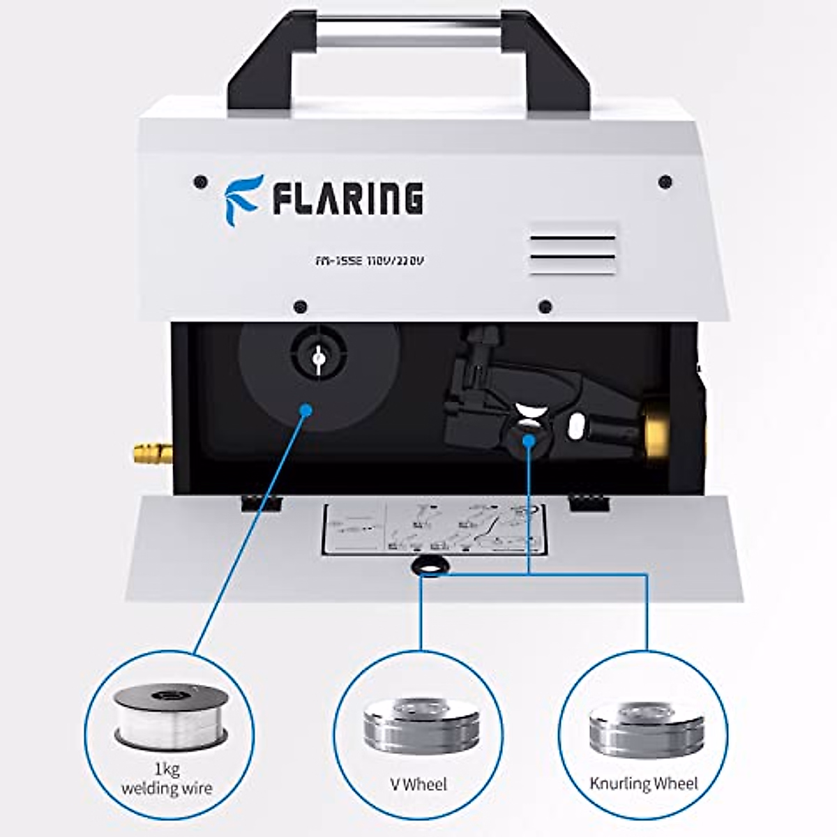 Welder FLARING MIG TIG Welder Welding Machine Stick Flux Core Aluminum Welders 110/220 Volts with Gas Multiprocess Portable