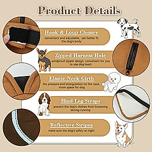 Kuoser Canvas Dog Winter Coat, Warm Dog Jacket Reflective Fleece Dog Cold Weather Coat Warm Doggie Clothes Waterproof Dog Vest with Zipper Leash Hole for Small Medium Large Dogs