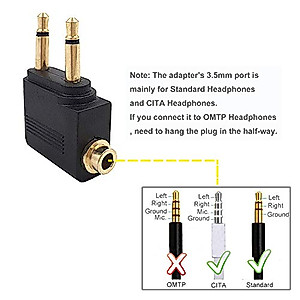 Valefod 4-Pack Airline Airplane Flight Adapters for Headphones, Golden Plated 3.5mm Jack