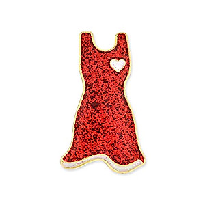 PinMart Heart Disease Awareness Enamel Lapel Pin – Gold Plated Glitter Red Dress Pin – Support Heart Health – Jewelry Brooch Pin with Secure Clutch Back