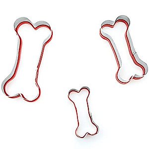 3 Pieces Dog Bone Cookie Cutters Set, Dog Treats Cookie Cutter, Dog Bone Shapes Cutters, Homemade Dog Biscuit Treats Cutters, Coated with Soft PVC for Protection, 2.4" 3.2'' 3.9''