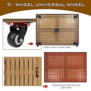 Collapsible Rolling Crate on Wheels, 440lbs Capacity Foldable Storage Bins Heavy Duty Plastic Furniture Moving Dolly Cart for Travel Shopping Luggage Office Use with Removable 360° Rotation Wheels