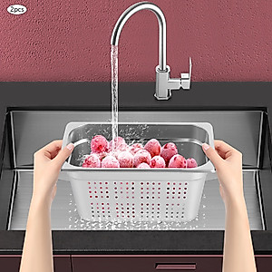 Steam Table Pan/Hotel Pan, 2-Pack 1/3 Size 6in Deep Food Pan for Commercial/Personal, 6L/6.34Qt Anti-Jam Perforated Stainless Steel Steam Pan for Restaurant Hotel Buffet Canteen to Drain/Wash/Steam