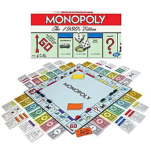 Monopoly The 1980's Edition With Original 1980's Artwork & Components incl. All Classic Tokens, by Winning Moves Games USA, Classic Family Board Game with Classic Tokens, for 2 to 8 Players, Ages 8+