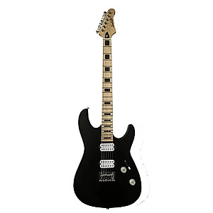 GoDpsMusic 6 String Sawtooth ST-M24 Electric Guitar, Right Handed Satin Black (ST-M24-SBK)