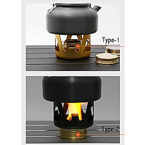 DZRZVD Mini Alcohol Backpacking Stove, Lightweight Brass Spirit Burner with Aluminium Stand for Camping Hiking and Picnic (Gold)