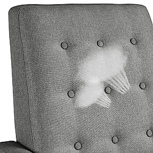 Yaheetech Fabric Recliner Chair Mid-Century Modern Recliner Adjustable Single Recliner Sofa with Thicker Seat Cushion Tufted Upholstered Sofa with Pocket Spring for Living Room Bedroom Gray