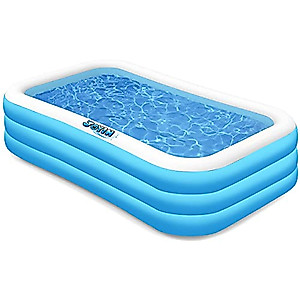120" Inflatable Family Swimming Pool 120" X 72" X 22" Full-Sized Inflatable Lounge Pool for Baby, Kiddie, Kids, Adult, Infant for Ages 3+. Summer Fun Indoor Outdoor Water Party/Family Activity