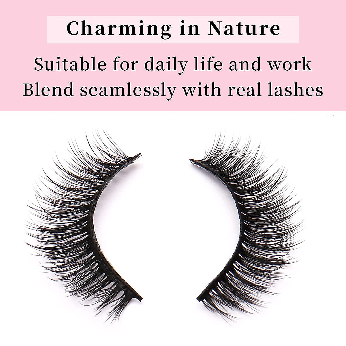 False Lashes Natural Look 6D Thick Faux Mink Lashes 10 Pairs 100% Handmake Reusable Fluffy Volume Full Strip Eye Lashes