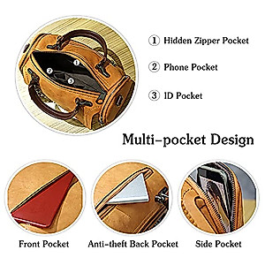 PORRASSO Retro Handbag Women Crossbody Bag Ladies Shoulder Bag Waterproof PU Leather Top-Handle Bag Work Travel Dating Boston Bag Green