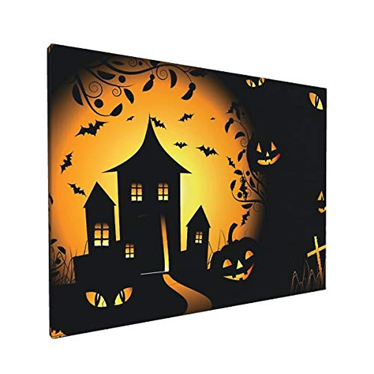 MSGUIDE Wall Art Canvas Halloween Haunted House Decorative Painting for Living Room Bedroom Office (16 Inch X 12 Inch X 1 Panel)