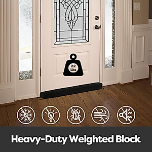 Weighted Door Draft Stopper for Front Door, Easy to Use Heavy 38 inch Door Bottom Winter Cold Air Draft Blocker, for Exterior, Apartment, Back Door, Fits Door Gap Up to 3”, 2.2lb
