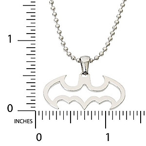 DC Comics Batman Jewelry, Stainless Steel Cut Out Logo Pendant Necklace, 16" Ball Chain