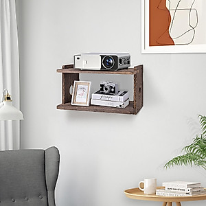 BEARUT 1 Projector & Router Wall Mount Floating Shelf, Traditional Style, Wooden, 14.8" x 7.1" x 9.4"